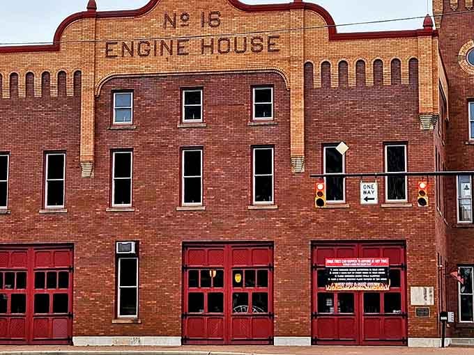 This historic firehouse stands proud on its corner, still looking ready to answer the call after all these years.