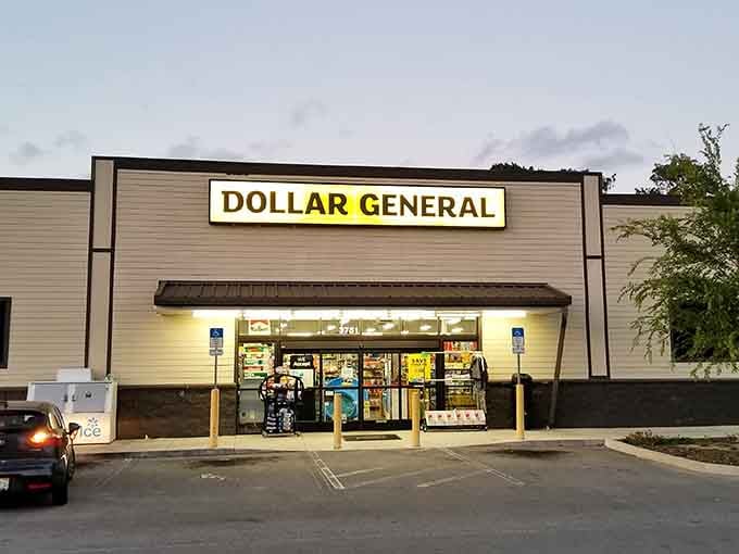 That yellow and black sign beckons like a lighthouse for budget-conscious shoppers navigating Florida's retail seas.