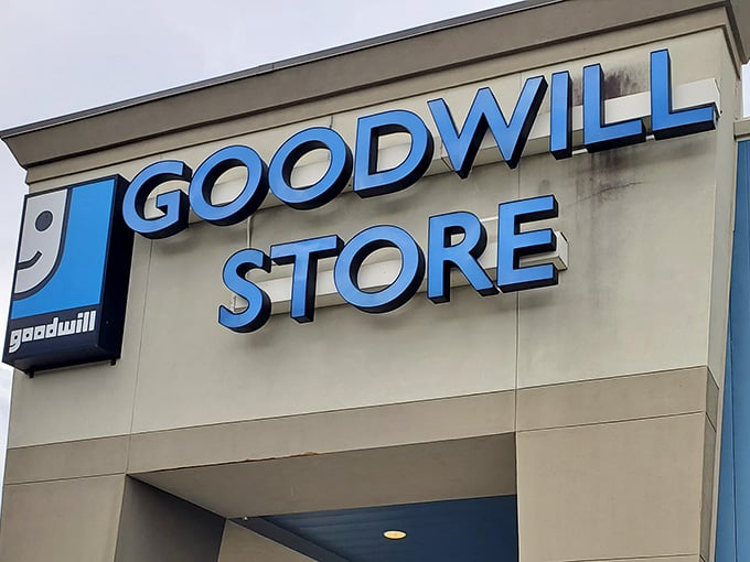 Welcoming storefront of Goodwill with convenient donation drive-thru under bright Louisiana skies&mdash;treasure hunting begins right here!
