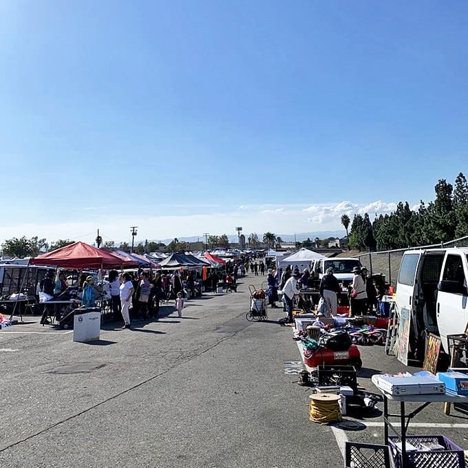 Under brilliant blue California skies, the San Fernando Swap Meet transforms an ordinary parking lot into a vibrant marketplace where every aisle promises new discoveries.