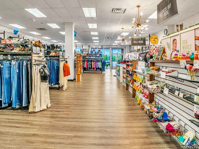 Clean floors and thoughtfully arranged displays create an inviting atmosphere where treasure hunting becomes pure shopping pleasure.