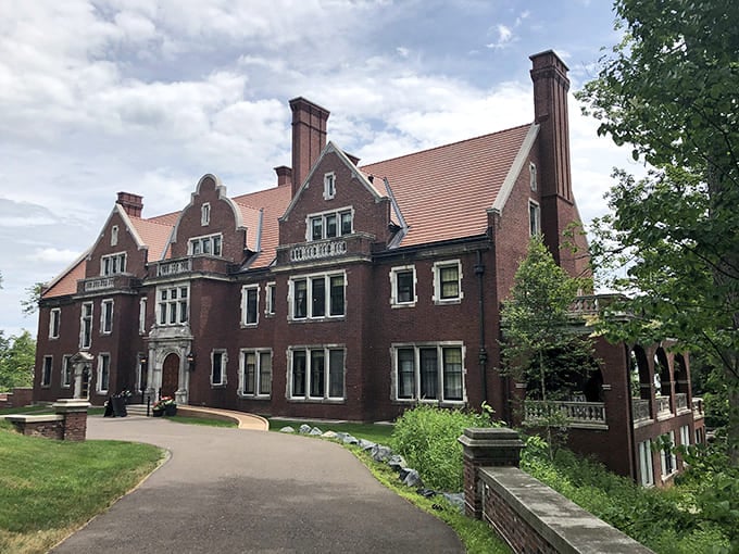 Stately brick beauty and timeless elegance welcome visitors to Glensheen Mansion, where history and Lake Superior views shine brightly.