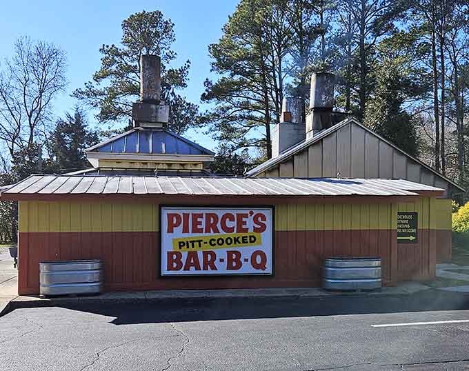 The smoking pits out back work their magic all day long, filling the air with promises of tender perfection.