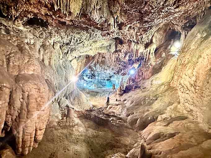 The caverns reveal nature's patient artistry, where water and time collaborated on something truly spectacular.