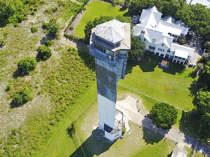 Here's the triangular wonder from another angle, still defying every lighthouse stereotype while guiding ships with quiet, modernist confidence and style.