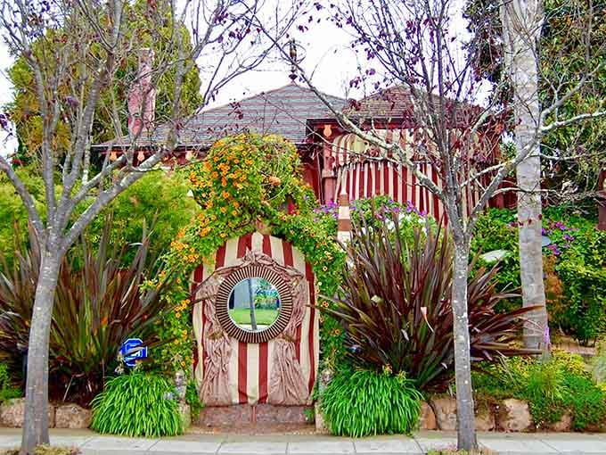 When your neighbor's house looks like it ate a circus tent and decided to keep the stripes.