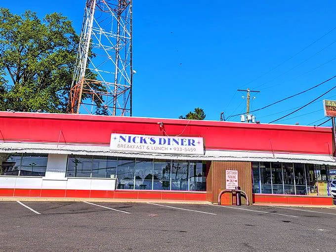 From this angle, Nick's stands proud against the Maryland sky &ndash; a temple of breakfast where pancake prayers are always answered.