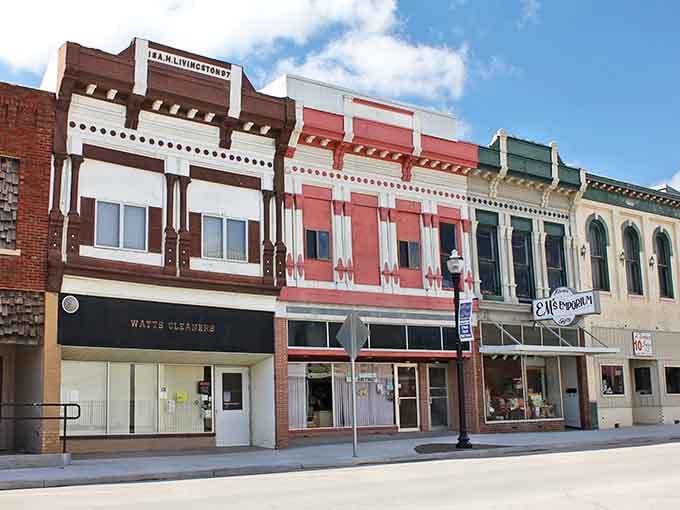 Downtown Rock Port looks like it stepped right out of a time machine, with colorful storefronts that refuse to fade into history.