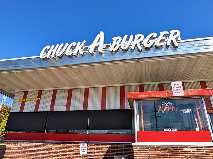 When a building looks this authentically retro, you know the burgers inside mean serious business.
