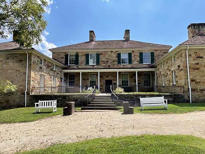 Those white benches have seen more history than most museums, and they're still standing strong.
