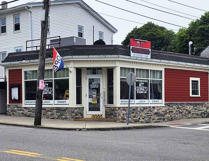 That red and white corner building isn't just charming&mdash;it's where Gloucester comes to fuel up for the day.