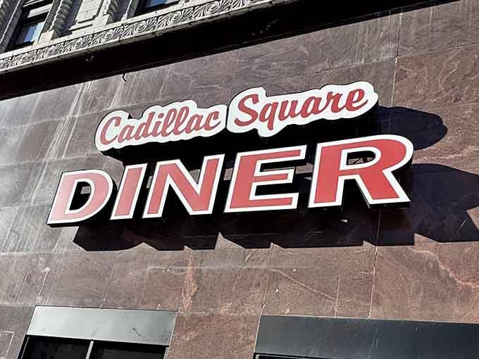 That classic diner sign beckons like a lighthouse for the hungry, promising comfort food and zero judgment about breakfast at 2 PM.