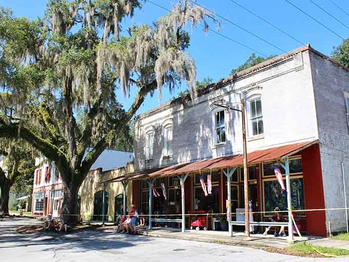 Spanish moss and historic storefronts create the kind of Main Street America that time forgot to ruin.