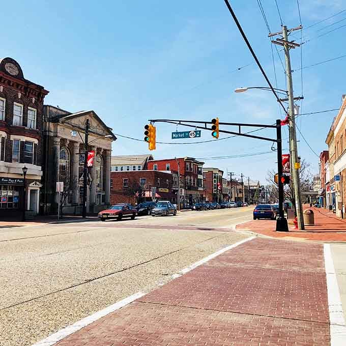 Market Street's brick sidewalks and historic facades create a streetscape that Instagram filters wish they could replicate naturally.