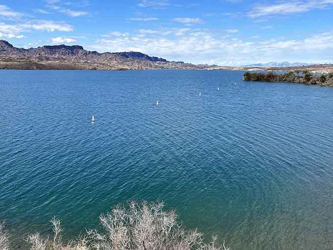 The stillness of Lake Havasu's waters creates a mirror so perfect, even the mountains check their reflection before starting the day.