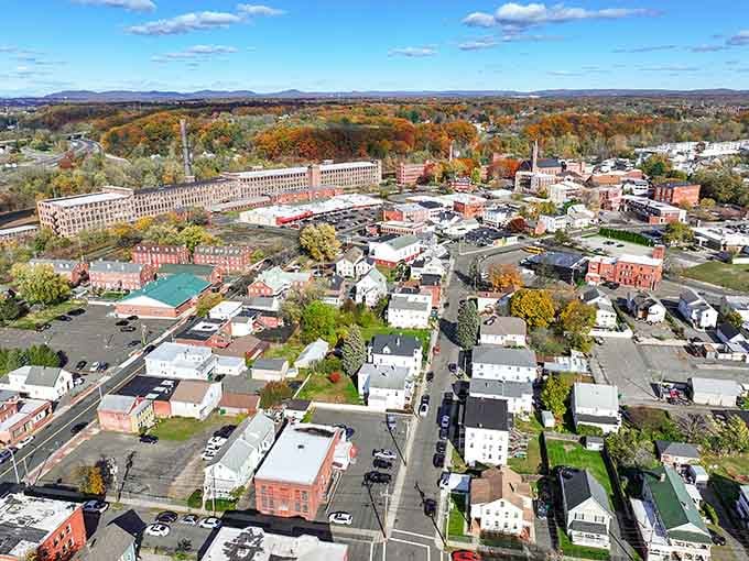 Chicopee from above looks like a New England postcard that forgot to charge for the view.