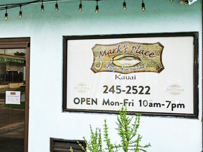 The unassuming sign that promises Pacific Rim cuisine and delivers a taste of Kauai that no glossy resort menu can match.