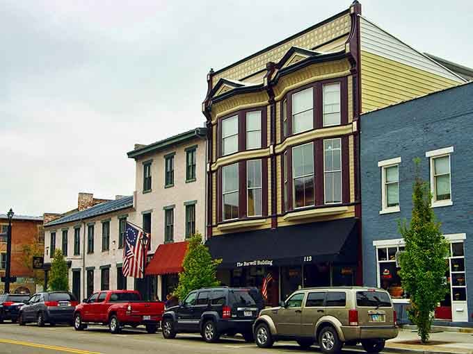 Those brick buildings and vintage storefronts aren't trying to look historic, they actually are, which is refreshingly honest.