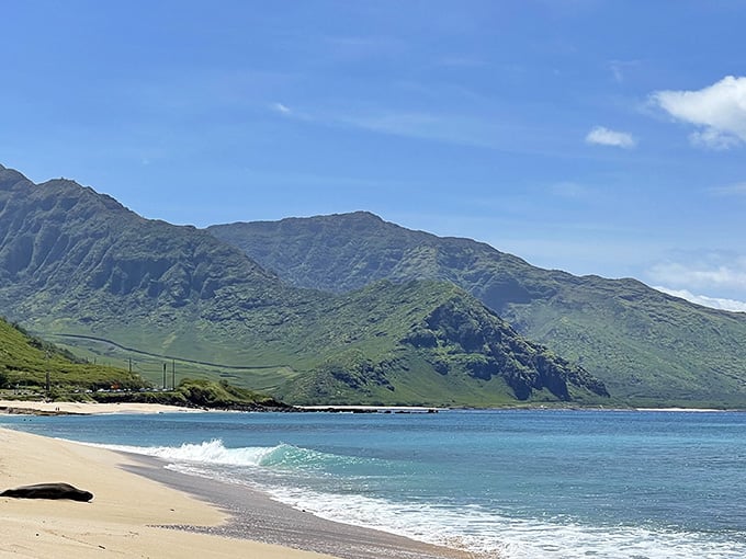 Mountains that look like they were painted by the same artist who did the backdrop for Jurassic Park. Spoiler alert: same creator.