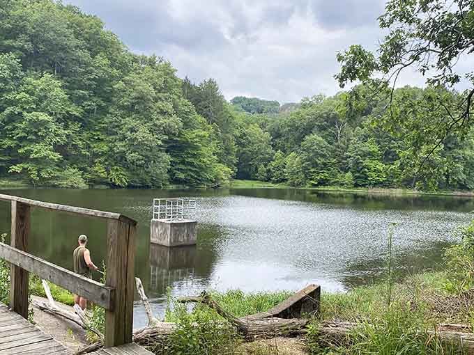 Nature's infinity pool! This serene lake surrounded by lush greenery offers the kind of tranquility that makes you forget passwords and deadlines instantly.