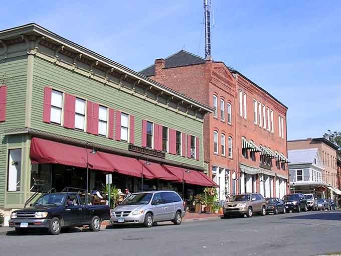 Main Street Collinsville looks like someone colorized a vintage postcard and forgot to mention it's actually real life today.