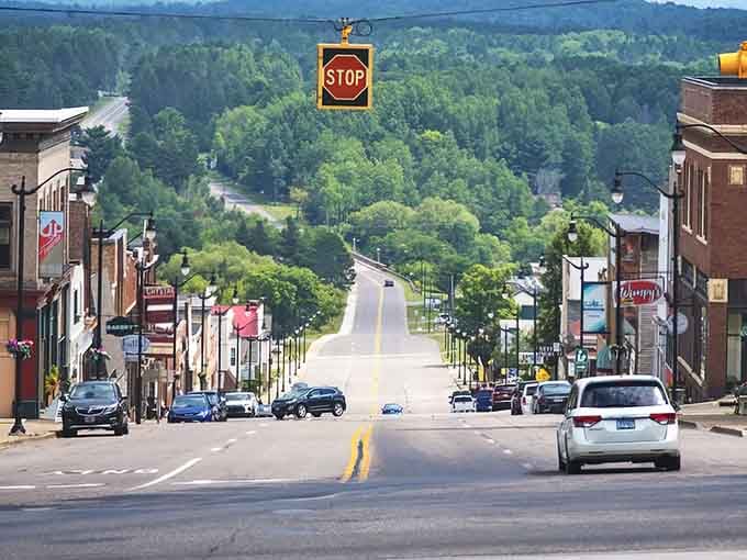 That downhill view of Superior Avenue captures small-town America at its absolute finest and most photogenic.