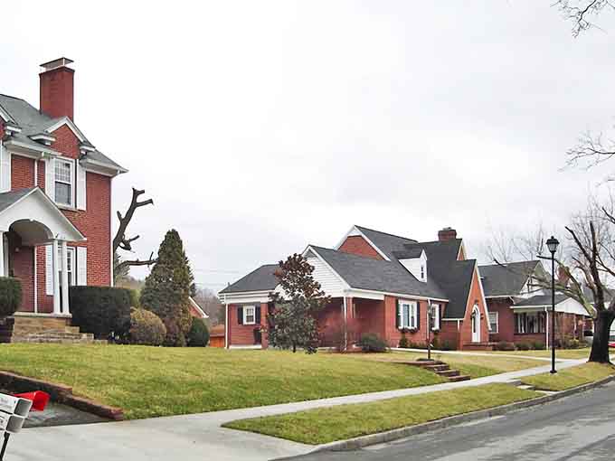 A peaceful neighborhood with tree-lined streets and inviting homes, where life feels like it's on pause.