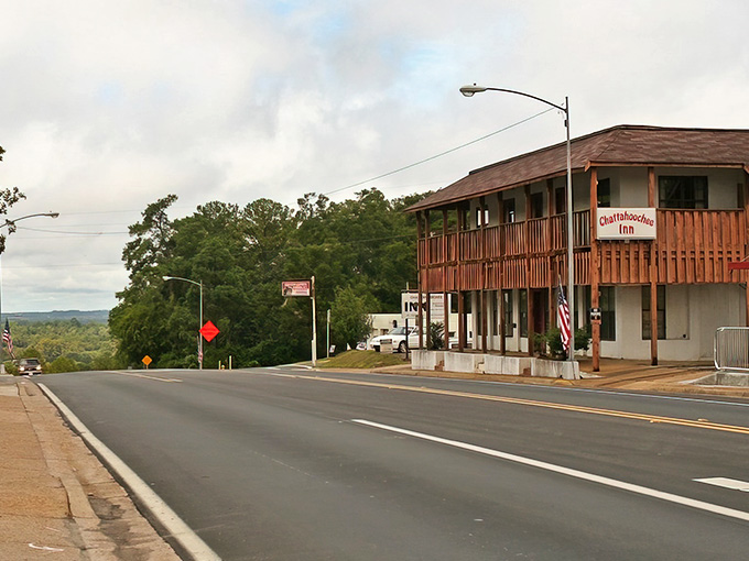 The Chattahoochee Inn stands proud on the main drag, offering that classic small-town hospitality your grandparents remember fondly.