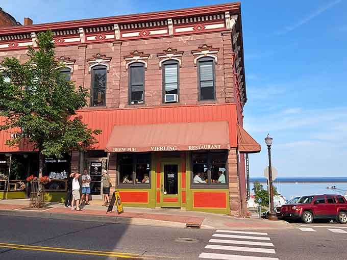 Historic brick meets Lake Superior blue in this downtown gem where craft beer and harbor views have been best friends for generations.