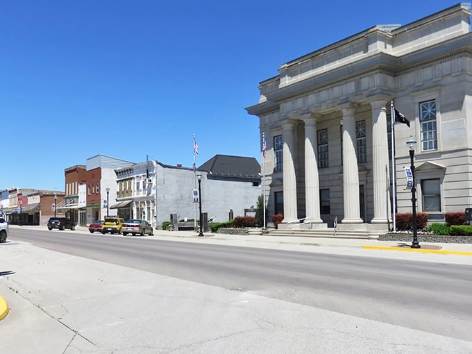 That courthouse stands proud like the town's anchor, reminding everyone that some things are built to last through generations.