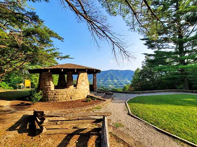 This stone shelter proves that the best dining rooms don't need walls, just mountains and a whole lot of fresh air.