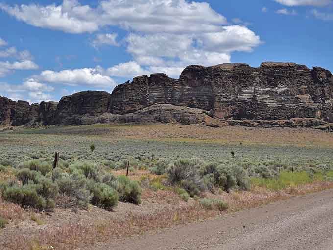 That moment when Oregon's high desert decides to cosplay as Mars, complete with towering volcanic walls.