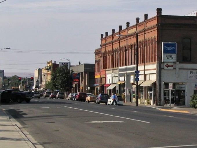 Brick facades and vintage storefronts line Pendleton's Main Street, creating a living museum where the Wild West meets 21st-century small-town entrepreneurship.