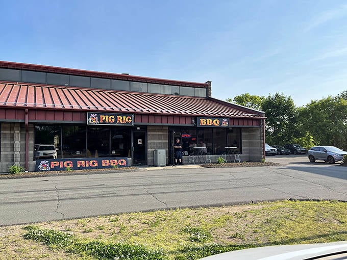 The modest building houses barbecue greatness within, proving Connecticut's best smoked meats don't need elaborate surroundings to shine.