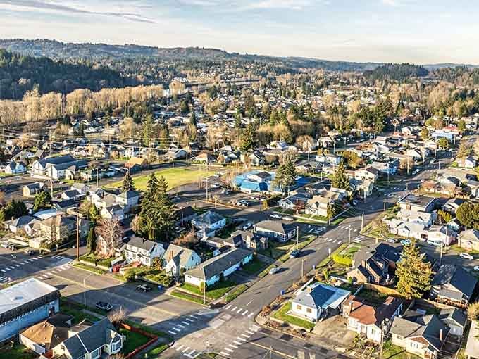 From above, this Pacific Northwest gem spreads out like a patchwork quilt of real neighborhoods and actual trees.