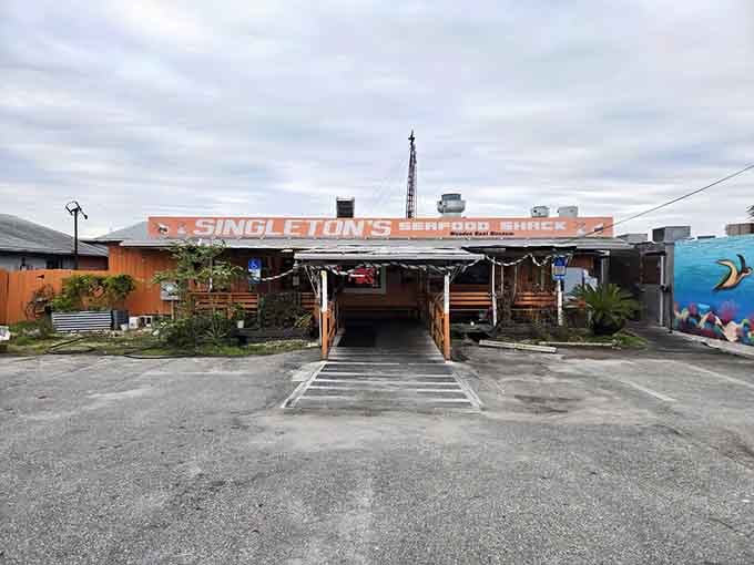 The covered entrance welcomes you like an old friend, ready to share Jacksonville's best-kept seafood secret.