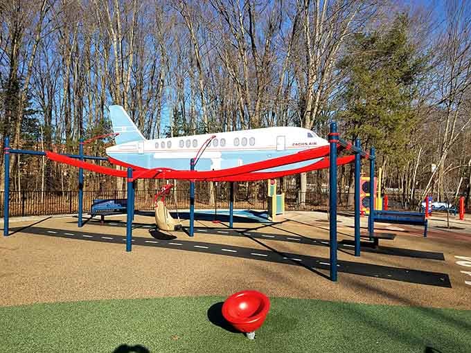 That airplane structure isn't going anywhere, but your kids' imaginations will absolutely take flight under those wings.