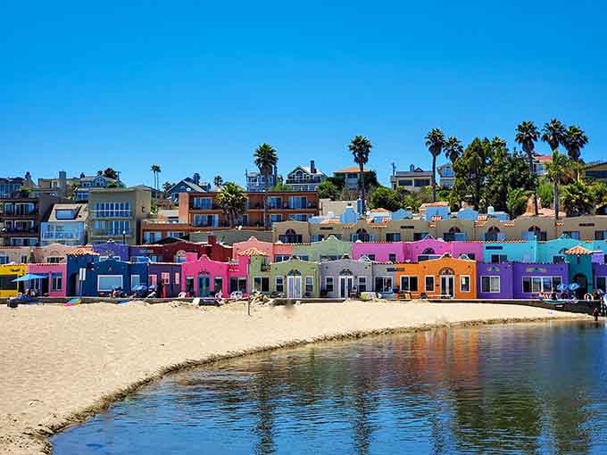 Those rainbow-colored condos look like a Mediterranean village decided to vacation permanently on California's coast.
