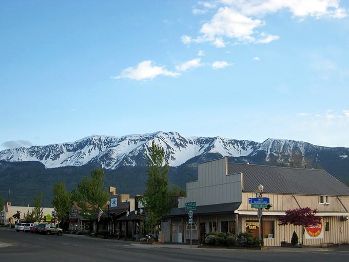When mountains decide to photobomb your entire town, this is what happens, and honestly, nobody's complaining.