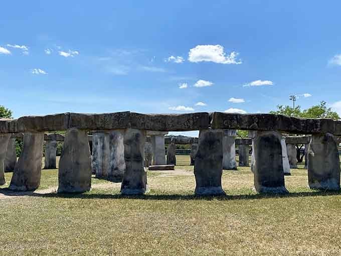 The horizontal stones rest atop their vertical partners like they've been here for millennia instead of decades.