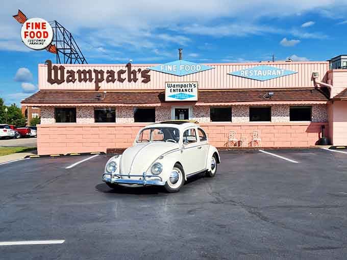 That pink exterior and vintage neon sign aren't just decoration, they're a seventy-year promise of breakfast perfection.