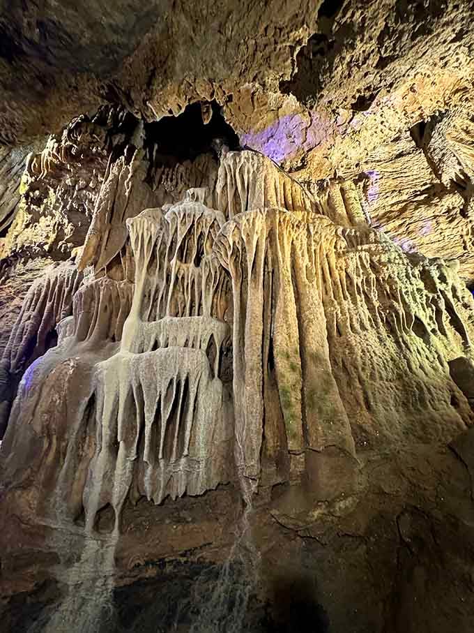 These formations look like frozen waterfalls designed by an artist who never learned the word "subtle."