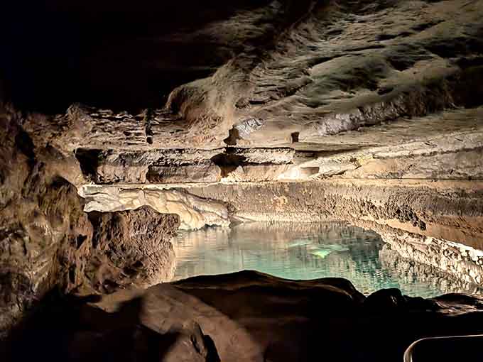 The cave's underground pools glow with an ethereal quality that makes you question if you're still in Minnesota.