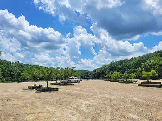 That beach looks like it belongs on a postcard, not in the middle of Missouri's old mining country.