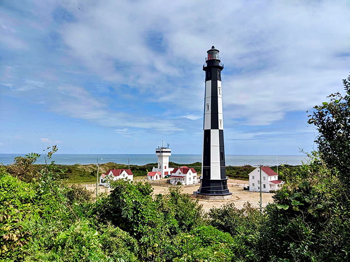 Two lighthouses standing together like an old married couple, each with their own story to tell about guiding ships home.