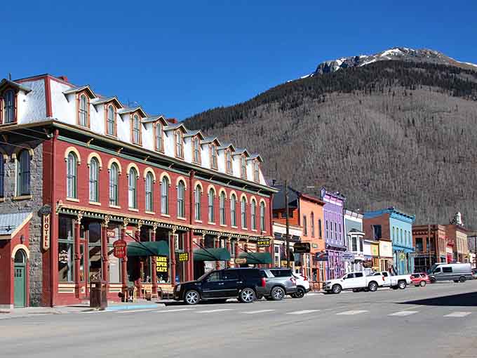 This rainbow row of historic buildings makes you wonder if the miners chose paint colors by committee or coin toss.
