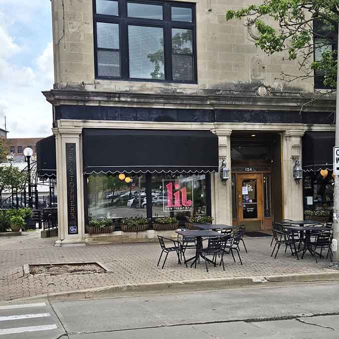 The outdoor seating situation is perfect for people watching while pretending you're in a European plaza instead of Illinois.