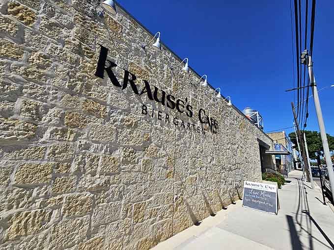 That limestone exterior isn't just for show; it's been keeping diners cool and schnitzel hot for generations.