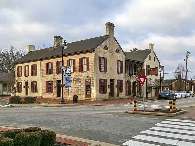Old Talbott Tavern stands proud since 1779, where bourbon history and architectural beauty meet at every corner.