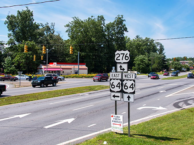 Highway 64 and 276 intersect here, which means you're officially entering a zone where waterfalls outnumber chain restaurants.